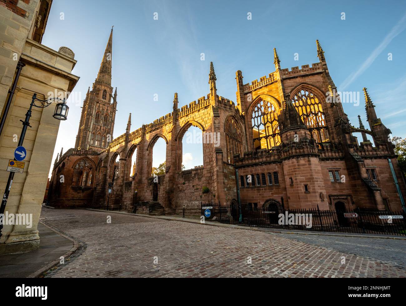 Old Coventry Cathedral and Holy Trinity spire England, UK Stock Photo ...