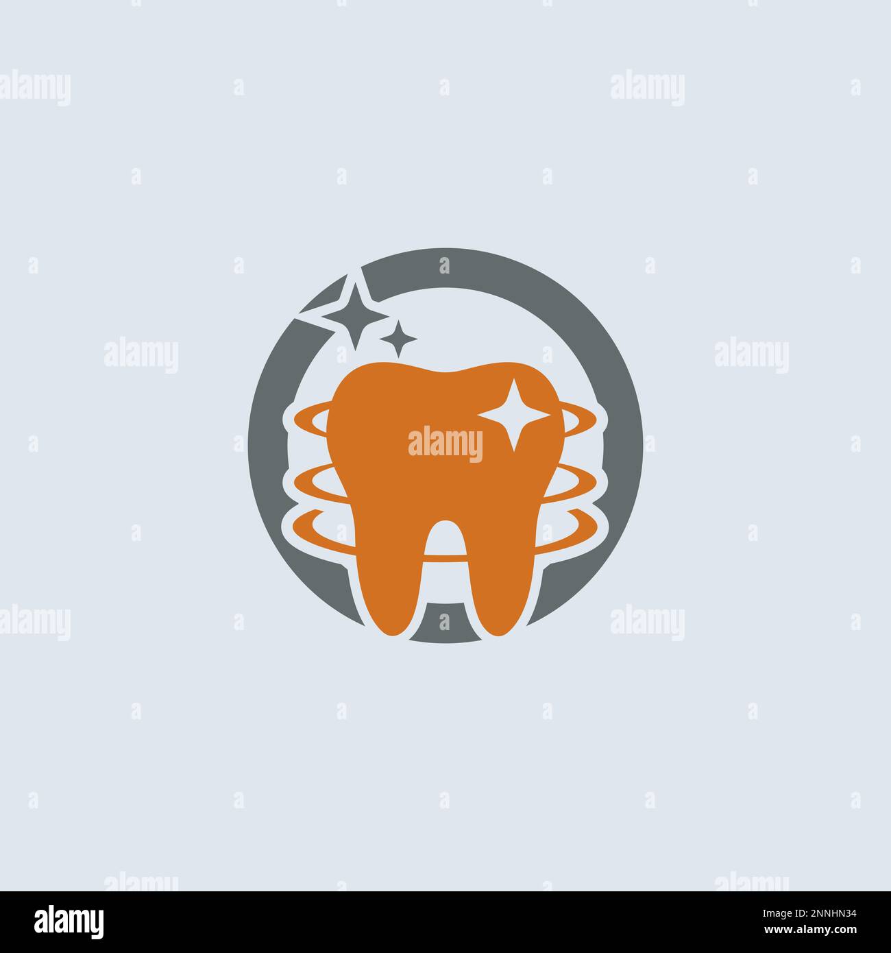 Gray orange healthy strong clean tooth round icon, dental protection ...