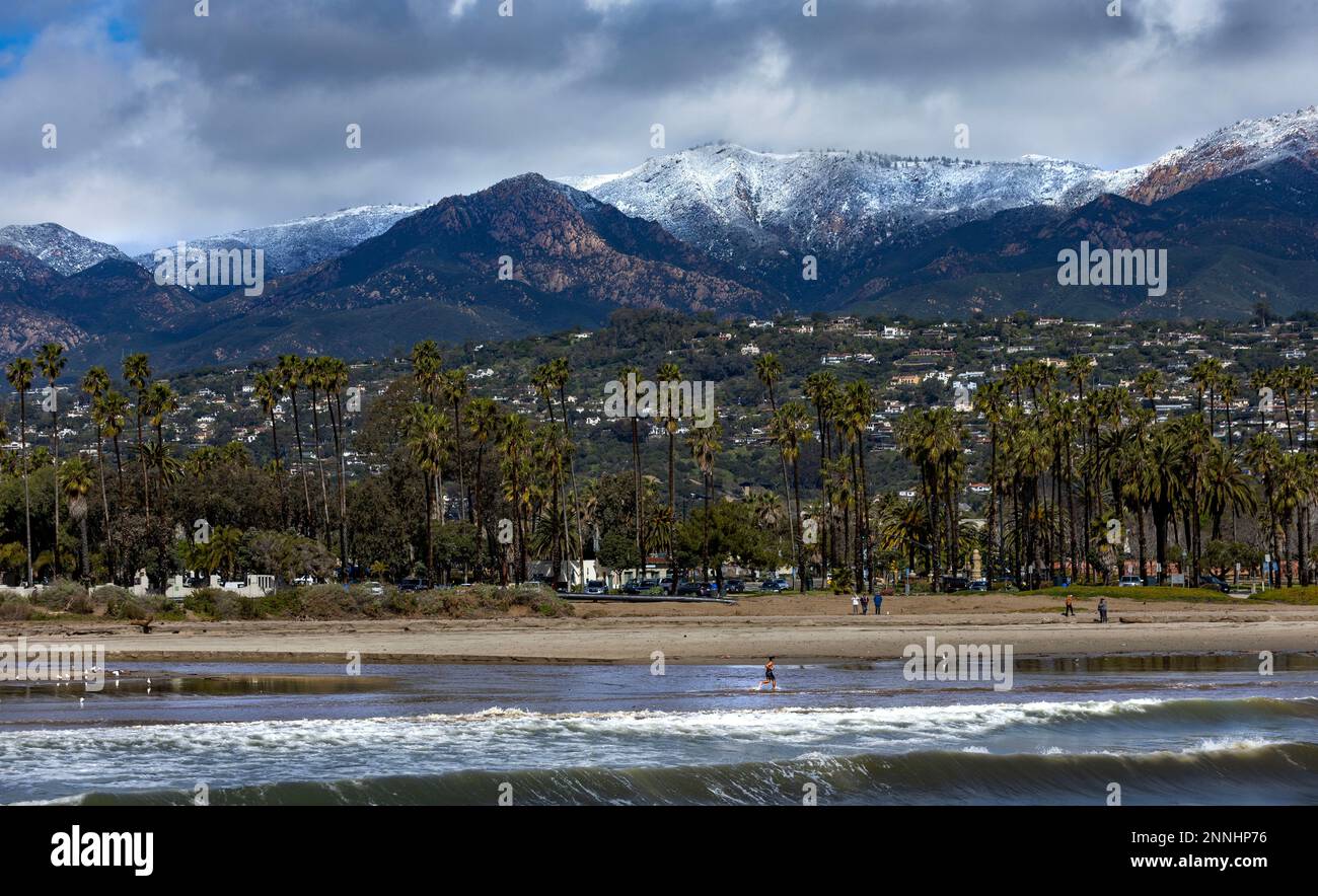 February 26, 2023, Santa Barbara, Ca, USA: Snow covered Arlington Peak ...