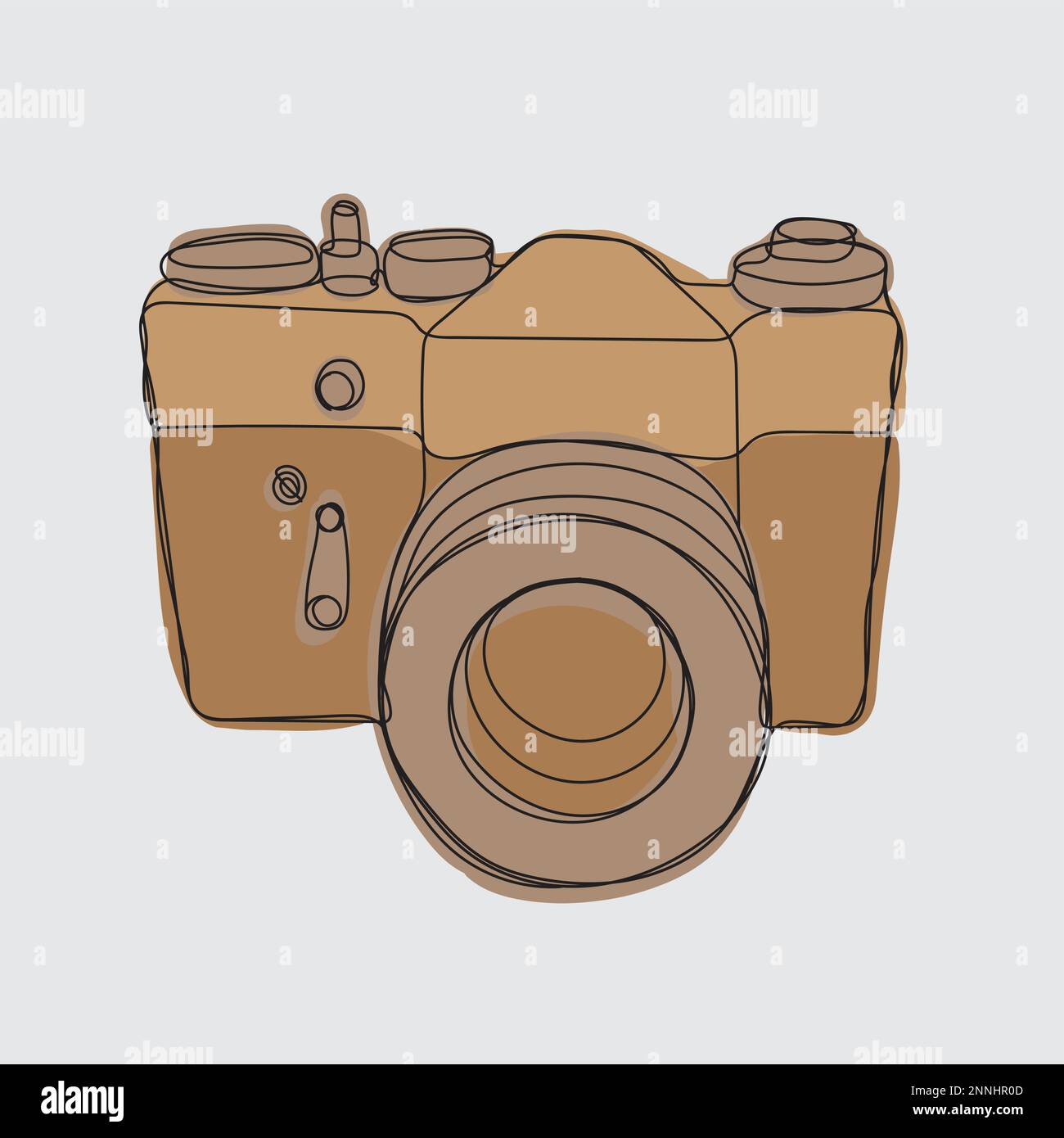 A simple line drawing of a camera in a minimalist style isolated on a ...