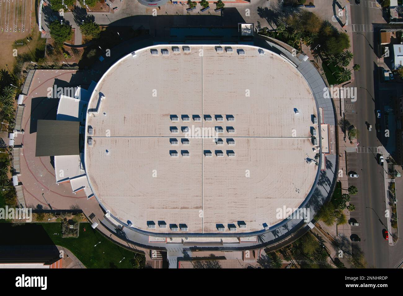 An aerial view of the McKale Center on the campus of the University of ...