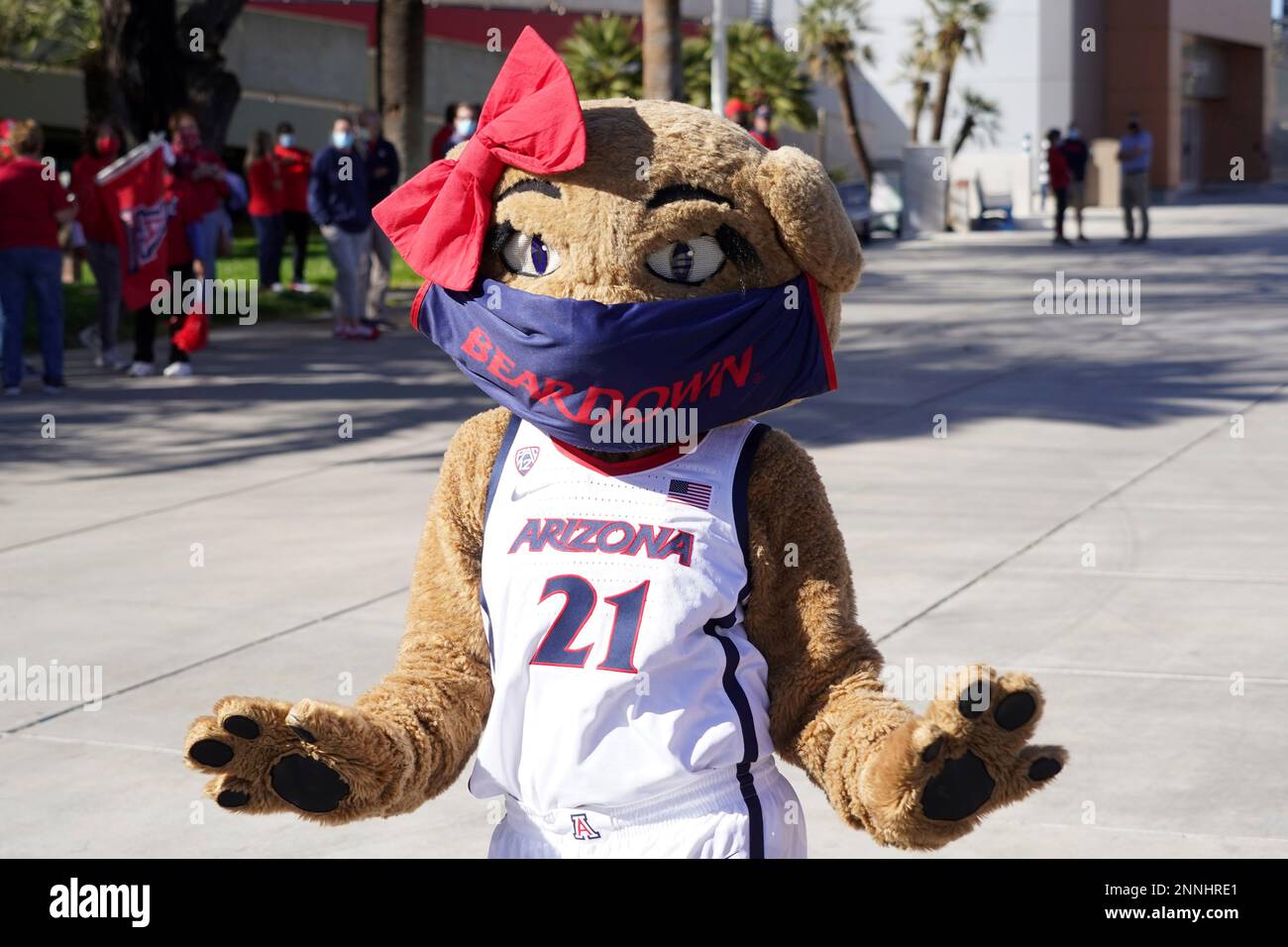 Arizona Wildcats mascots Wilma greets the women's basketball team prior ...