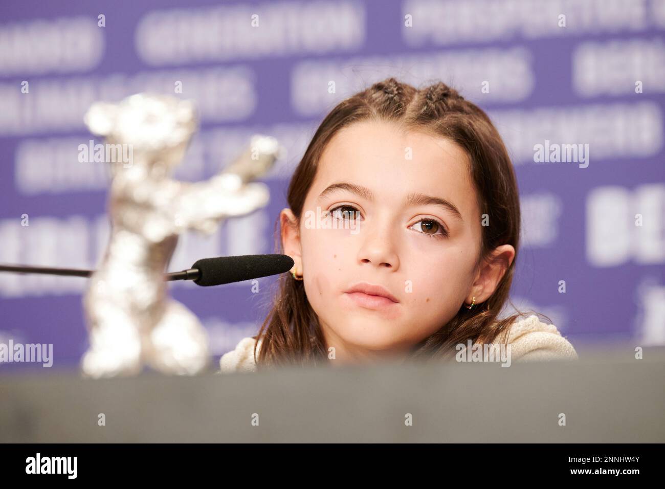 Berlin, Germany. 25th Feb, 2023. Sofia Otero, actress, is happy to receive the Silver Bear for ...