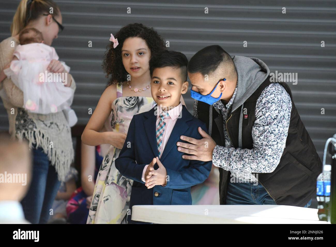Elijah Klinger, 8, of Frackville, Pa., gets a little support from his ...