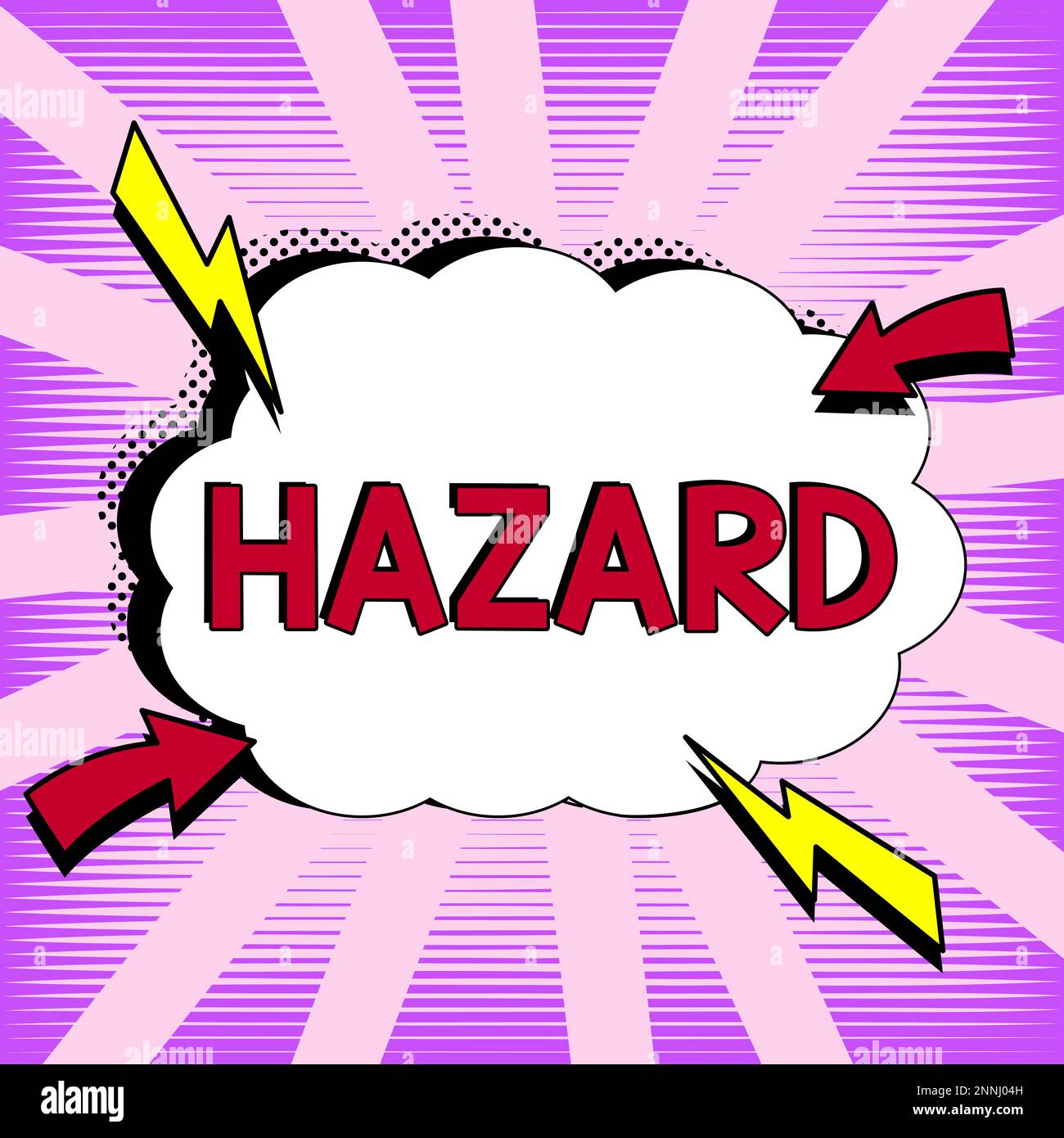 Sign displaying Hazard. Word for account or statement describing the ...