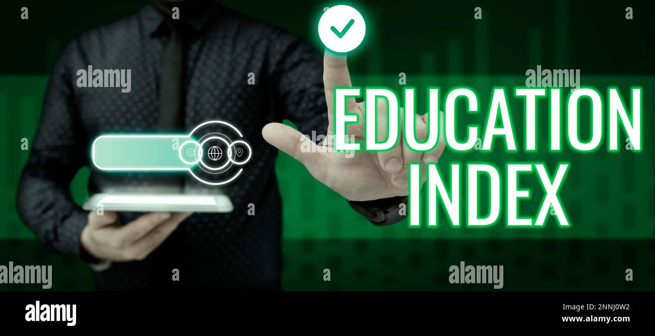 Text caption presenting Education Index. Business idea aiming to meet ...