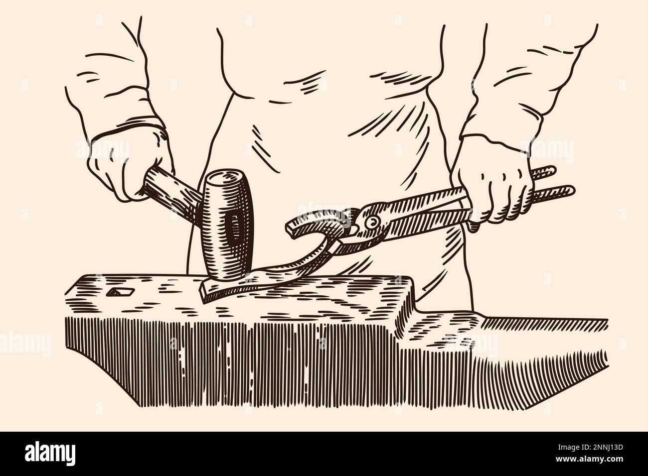 Blacksmith with hammer and anvil Stock Vector Image & Art - Alamy