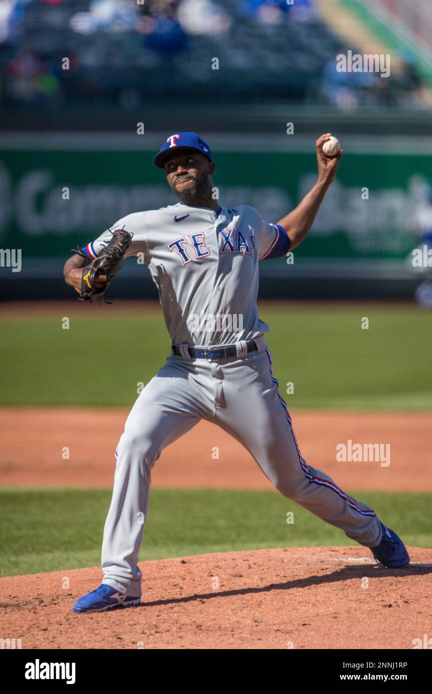 KANSAS CITY, MO - APRIL 01: Texas Rangers starting pitcher Taylor Hearn ...