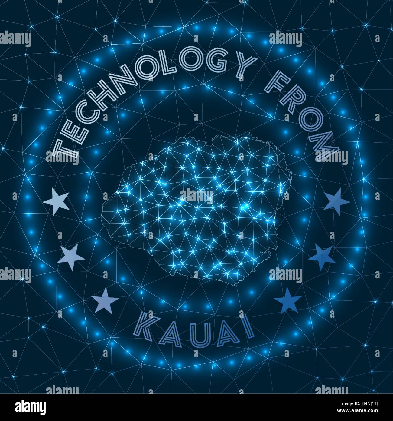 Technology From Kauai. Futuristic geometric badge of the island ...