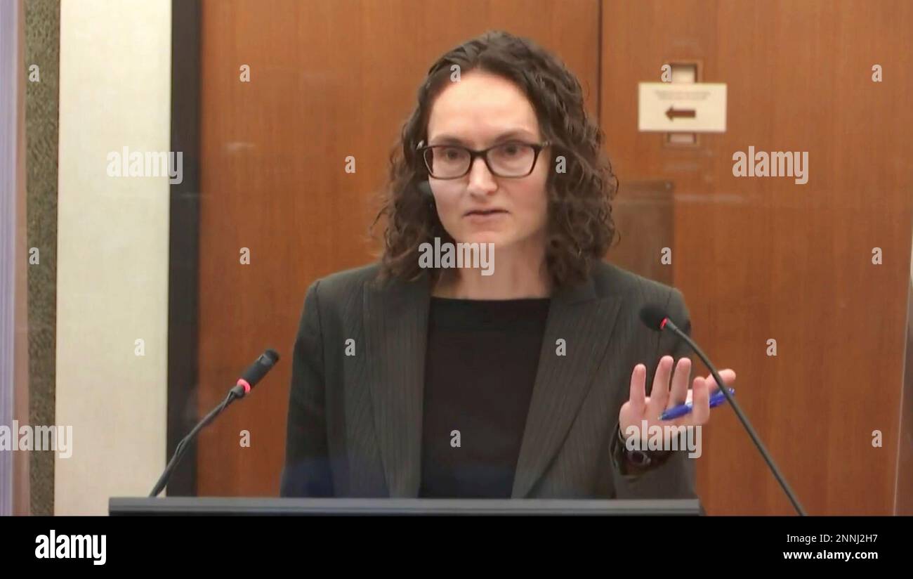 In this image from video, prosecutor Erin Eldridge questions witness ...