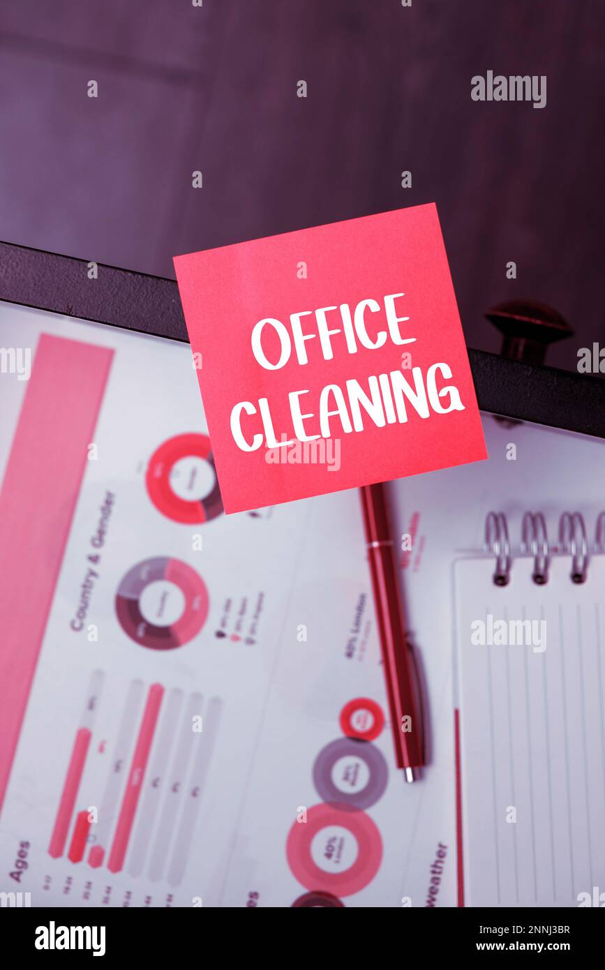 Writing displaying text Office Cleaning. Business overview the action ...