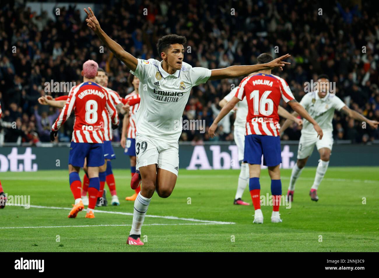 Alvaro Rodriguez of Real Madrid CF celebrates after scoring the 1-1 ...