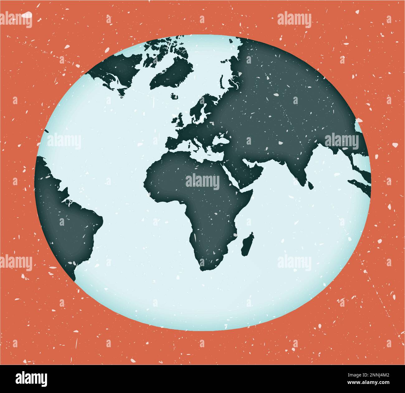 World Map Poster Modified Stereographic Projection For Europe And Africa Vintage World Shape