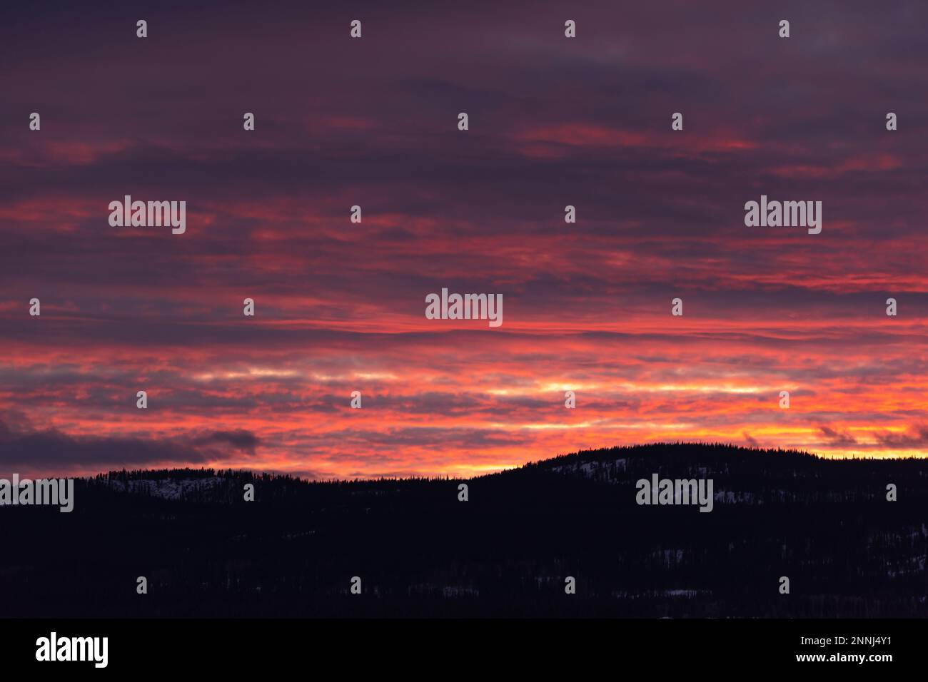 Beautiful sunset views in the wilderness of northern Canada. Bright ...