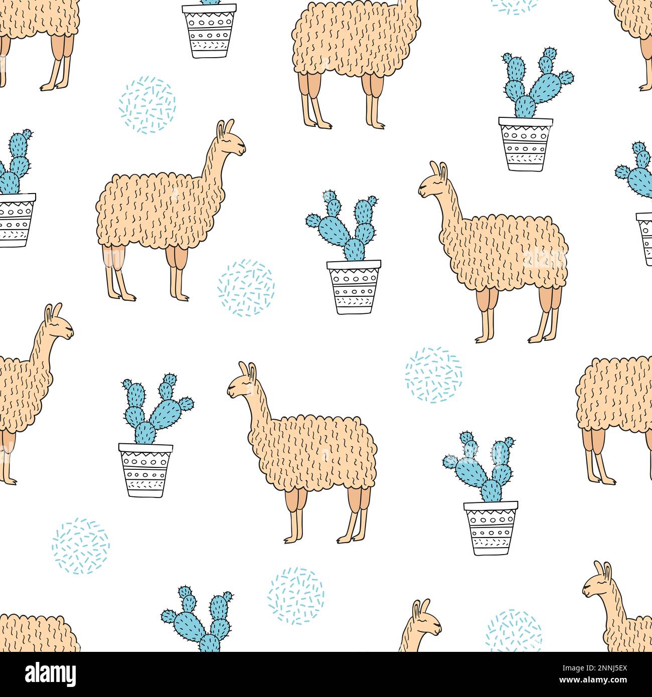 Seamless lamas and cactus pattern. Vector background Stock Vector Image & Art - Alamy