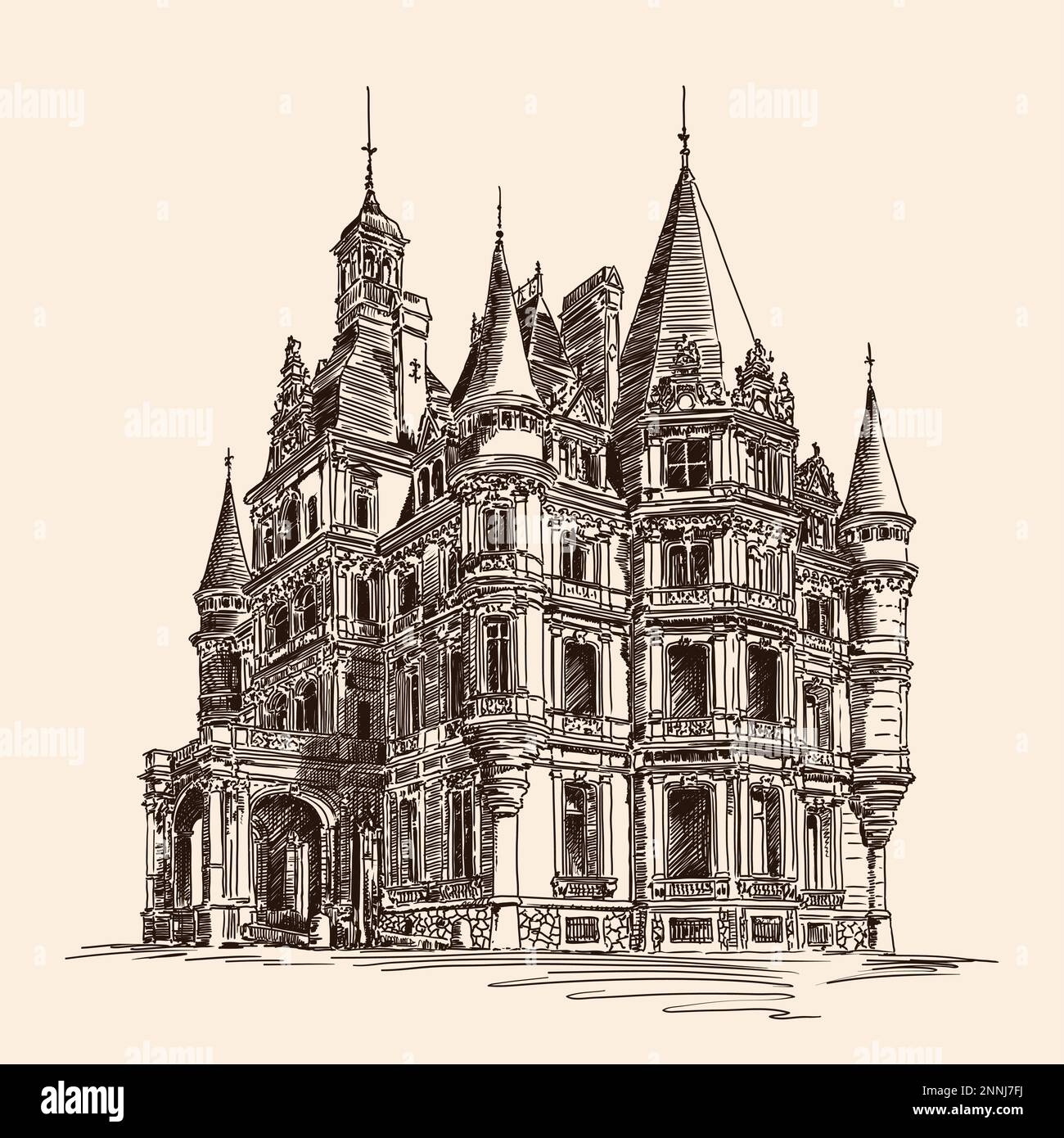 Balcony with towers Stock Vector Images - Alamy