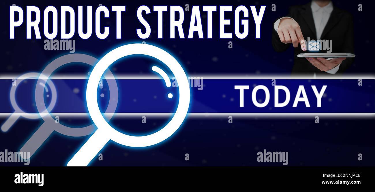 Text sign showing Product Strategy. Word for long term plan development ... Text sign showing Product Strategy. Word for long term plan development ...