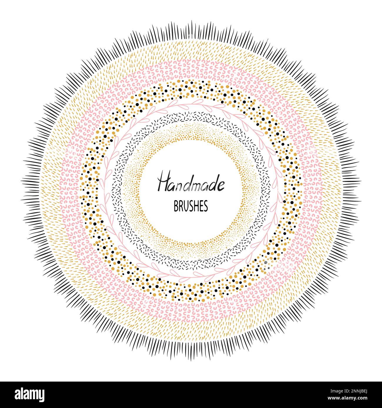 Hand drawn vector pattern brushes set. Collection of circle frames ...