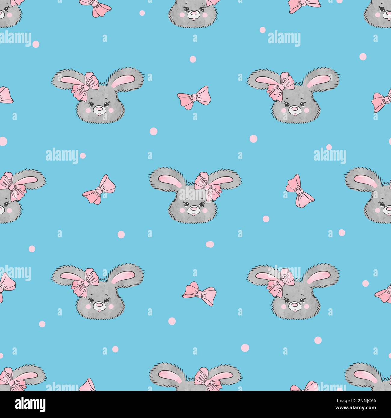 Cute bunny seamless pattern. Baby girl print. Vector background for ...