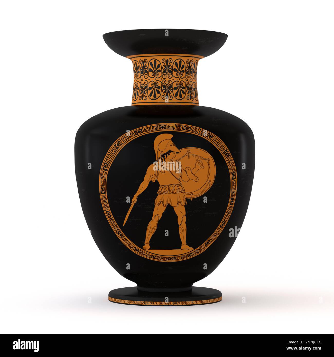 Antique ancient greek wine vase with meander pattern and ornament ...