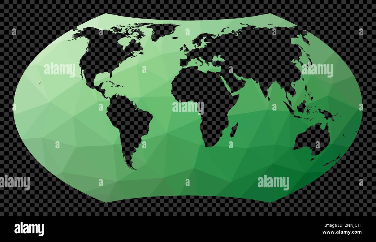 Geometric world map. Wagner projection. Polygonal map of the world on ...
