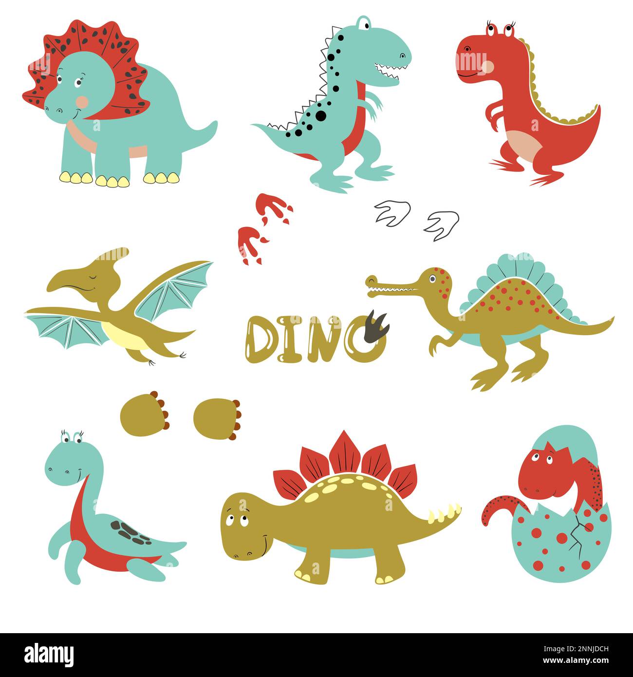 Cute little dinosaurs set. Vector cartoon collection for kids design ...