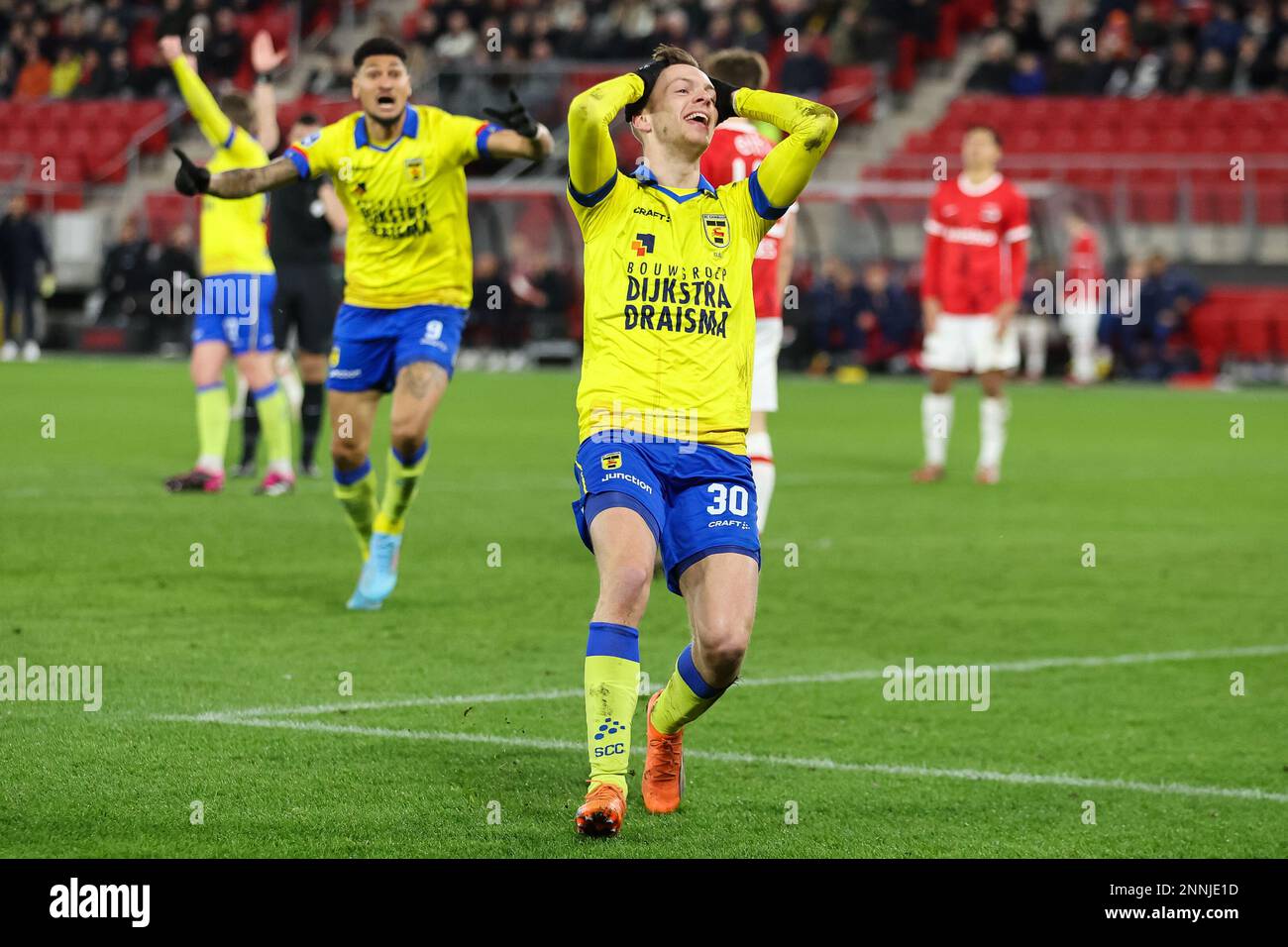 ALKMAAR, NETHERLANDS - FEBRUARY 25: Remco Balk of SC Cambuur reacts ...