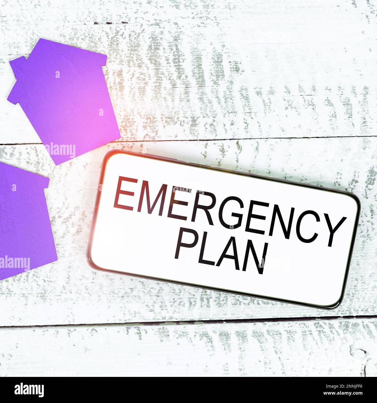 Sign displaying Emergency Plan. Business showcase Procedures for ...
