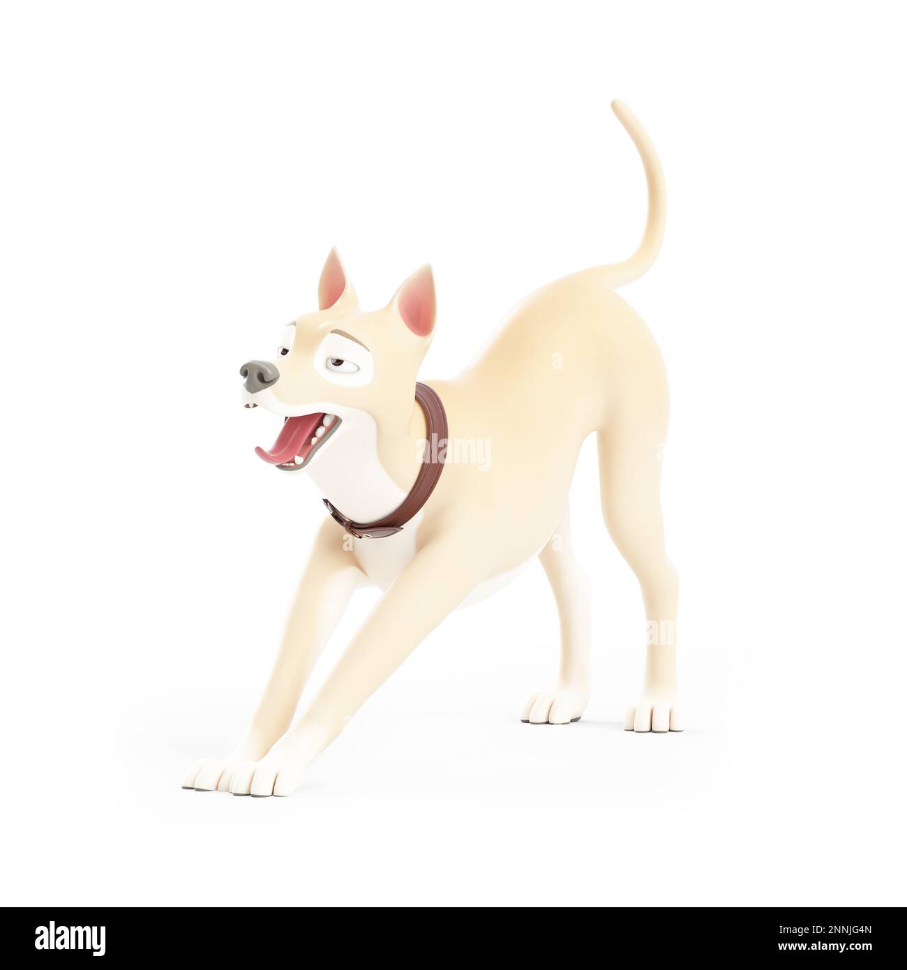 3d cartoon dog doing stretching, illustration isolated on white ...
