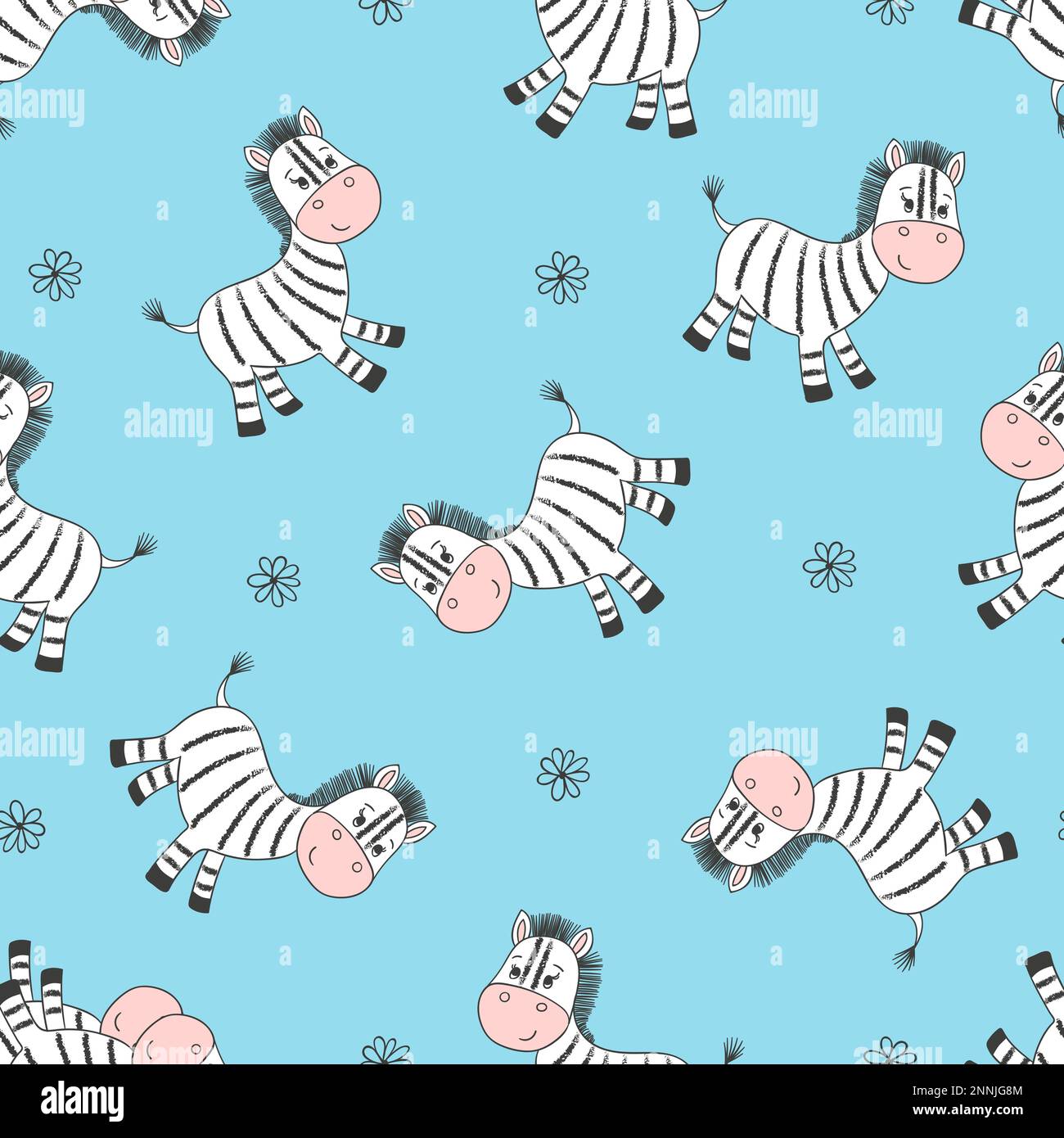 Seamless cute zebra pattern. Vector background for kids, baby print ...