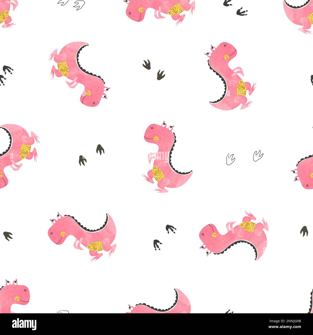 Cartoon dinosaurs pattern. Vector seamless dino background. Baby print ...