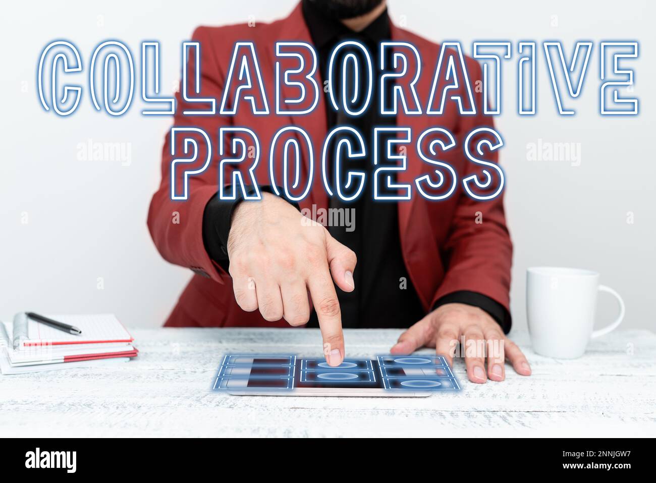 Handwriting text Collaborative Process. Business overview people and ...