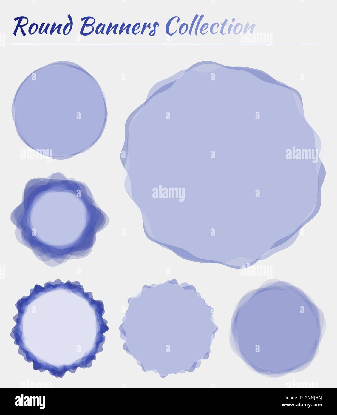 Round banners collection. Circular backgrounds in indigo colors ...