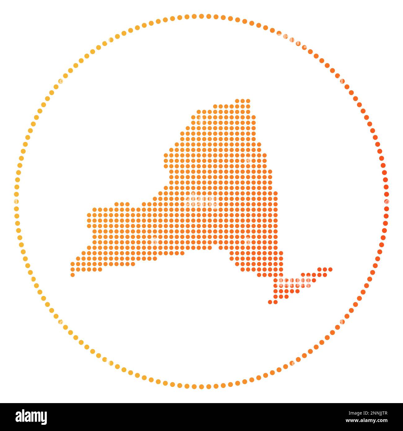 New York digital badge. Dotted style map of New York in circle. Tech ...