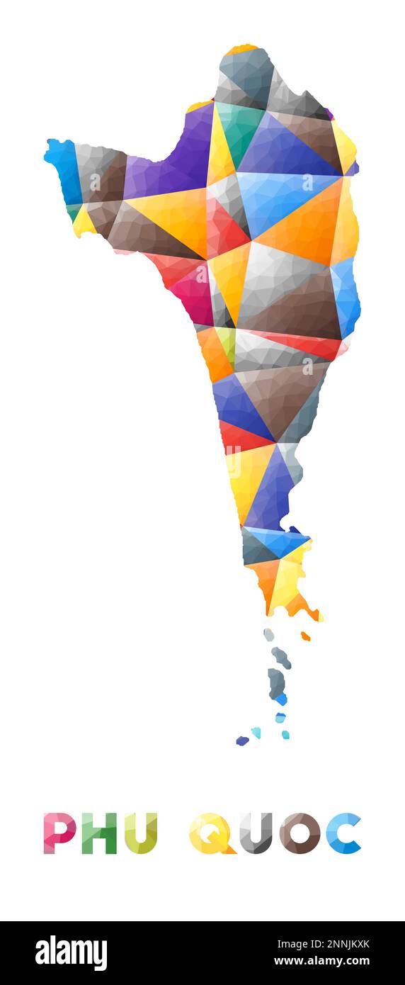 Phu Quoc - colorful low poly island shape. Multicolor geometric ...