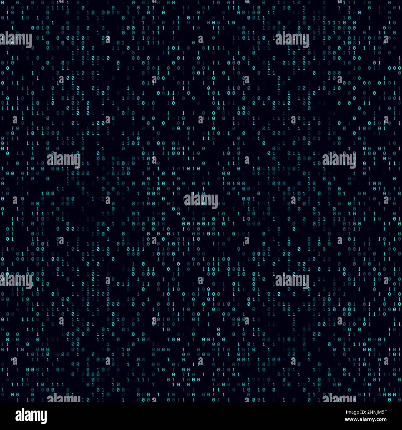 Abstract Matrix background. Cyan sparse binary background. Big sized seamless pattern. Trendy ...