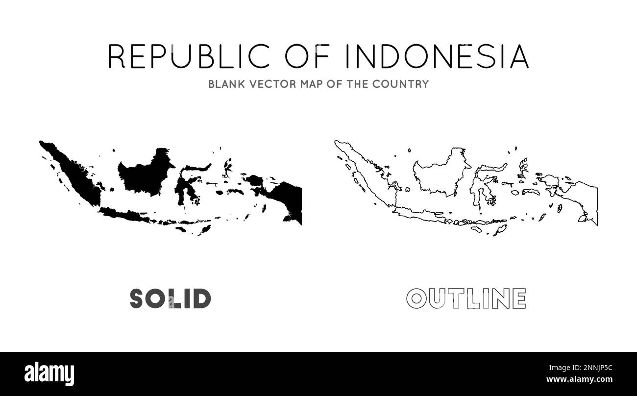 Indonesia map. Blank vector map of the country. Borders of Indonesia ...