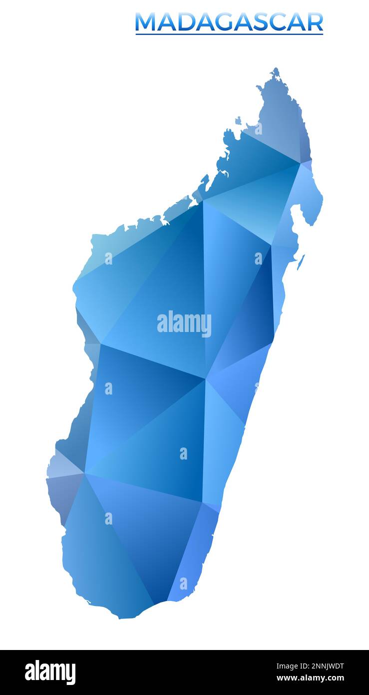 Vector polygonal Madagascar map. Vibrant geometric country in low poly ...