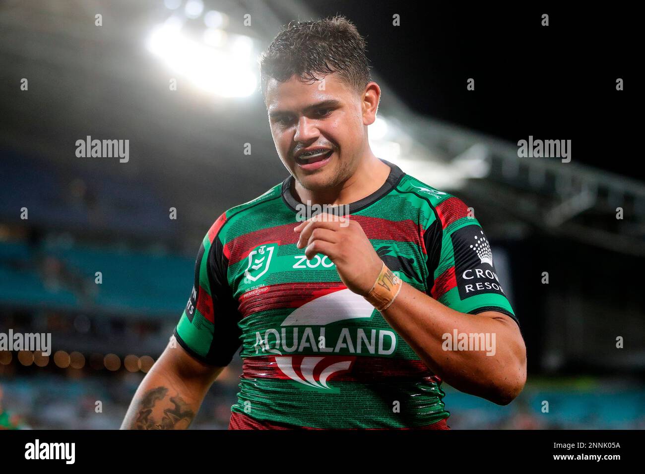 SYDNEY, AUSTRALIA - MARCH 26: Latrell Mitchell of the Rabbitohs looks ...