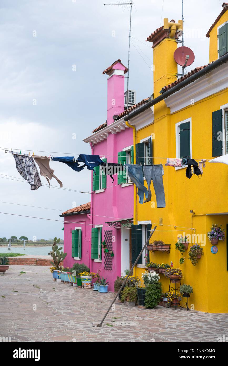 Colorful architecture in the island Burano, Venice, Italy, Europe Stock ...