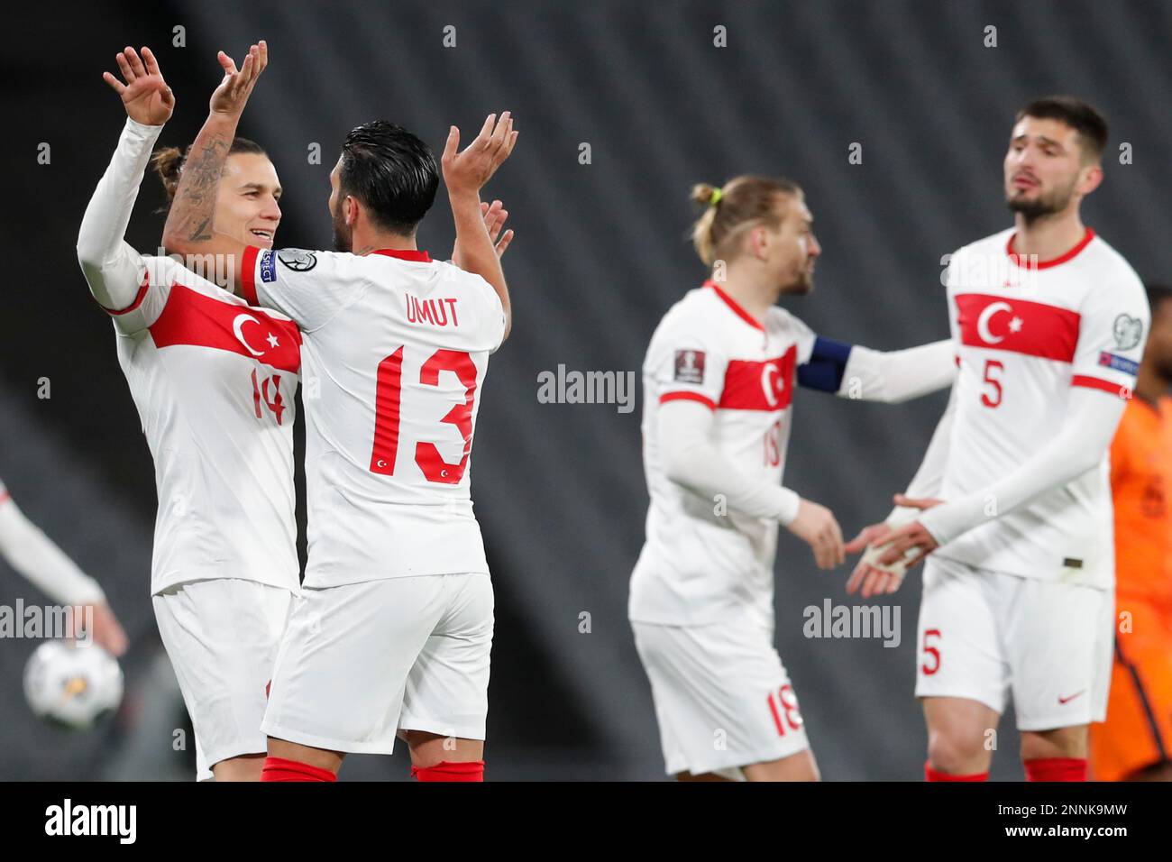 Turkey players celebrate end of the World Cup 2022 group G qualifying ...