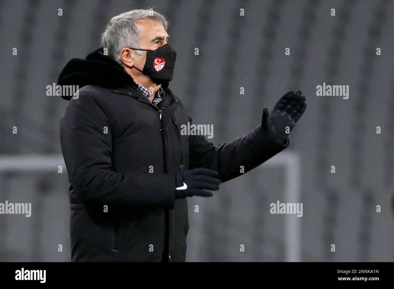 Turkey's head coach Senol Gunes gives instructions from the side line ...