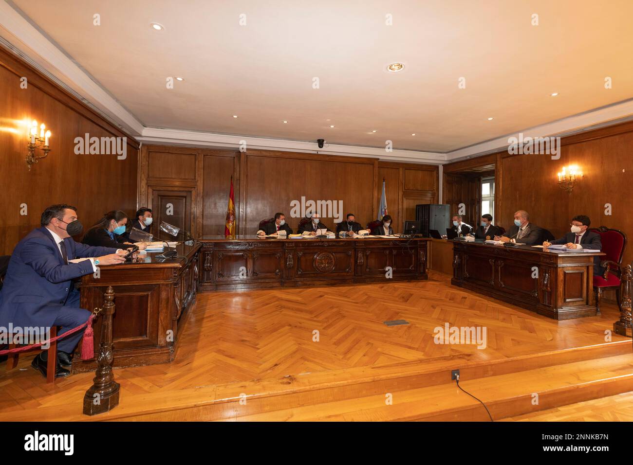 The lawyer of Audasa, Carlos Alonso (left side); and the lawyers ...