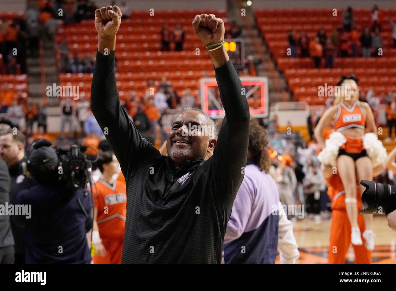 Kansas State head coach Jerome Tang gestures to fans after Kansas State ...