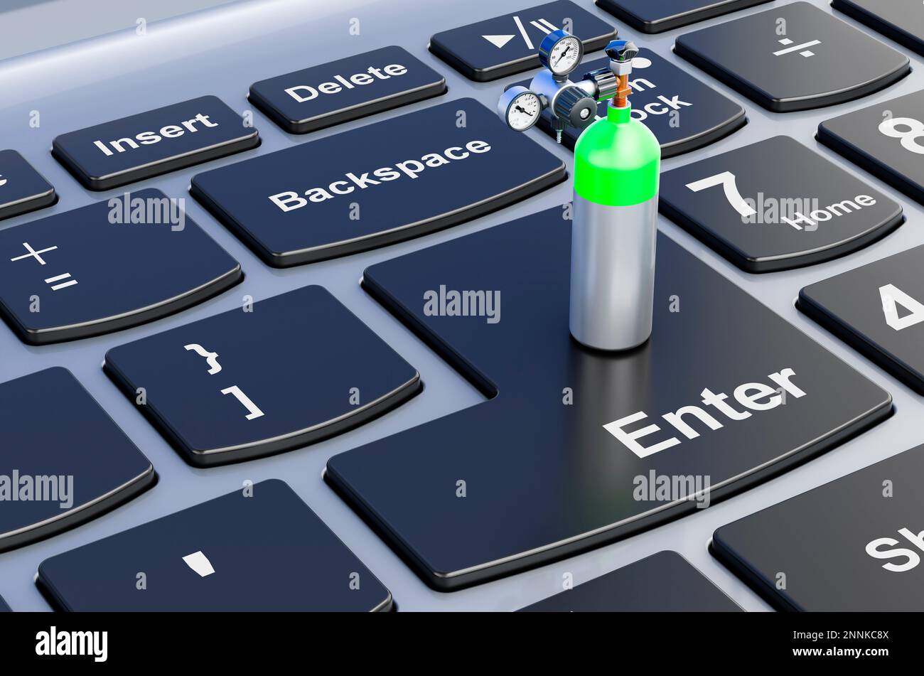 Gas cylinder on laptop keyboard, 3D rendering Stock Photo - Alamy