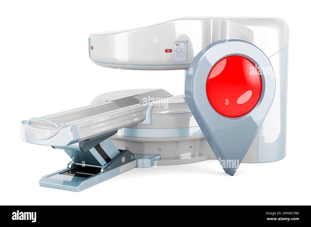 Open MRI Machine with map pointer. 3D rendering isolated on white ...