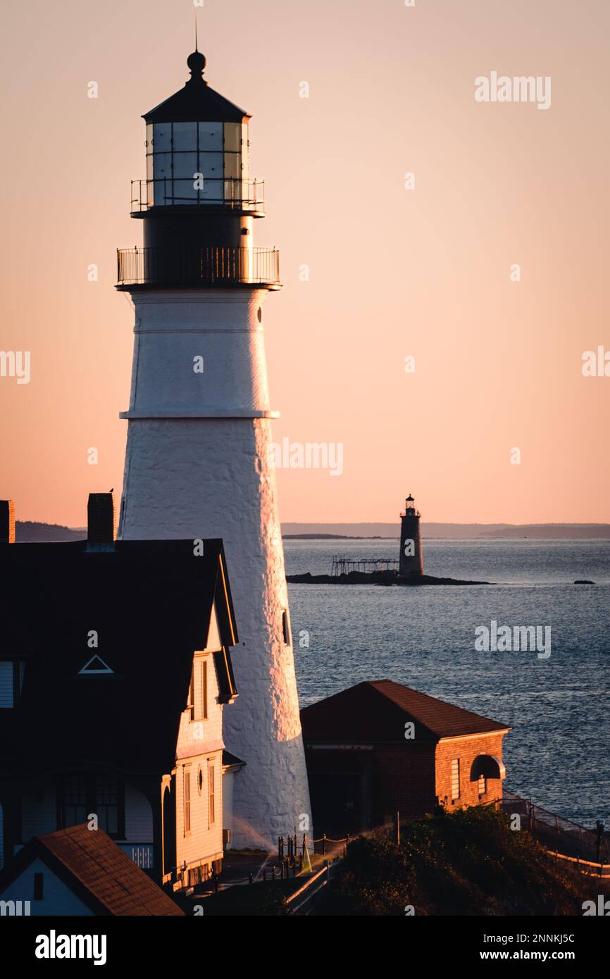 Portland headlight during sunrise Stock Photo - Alamy