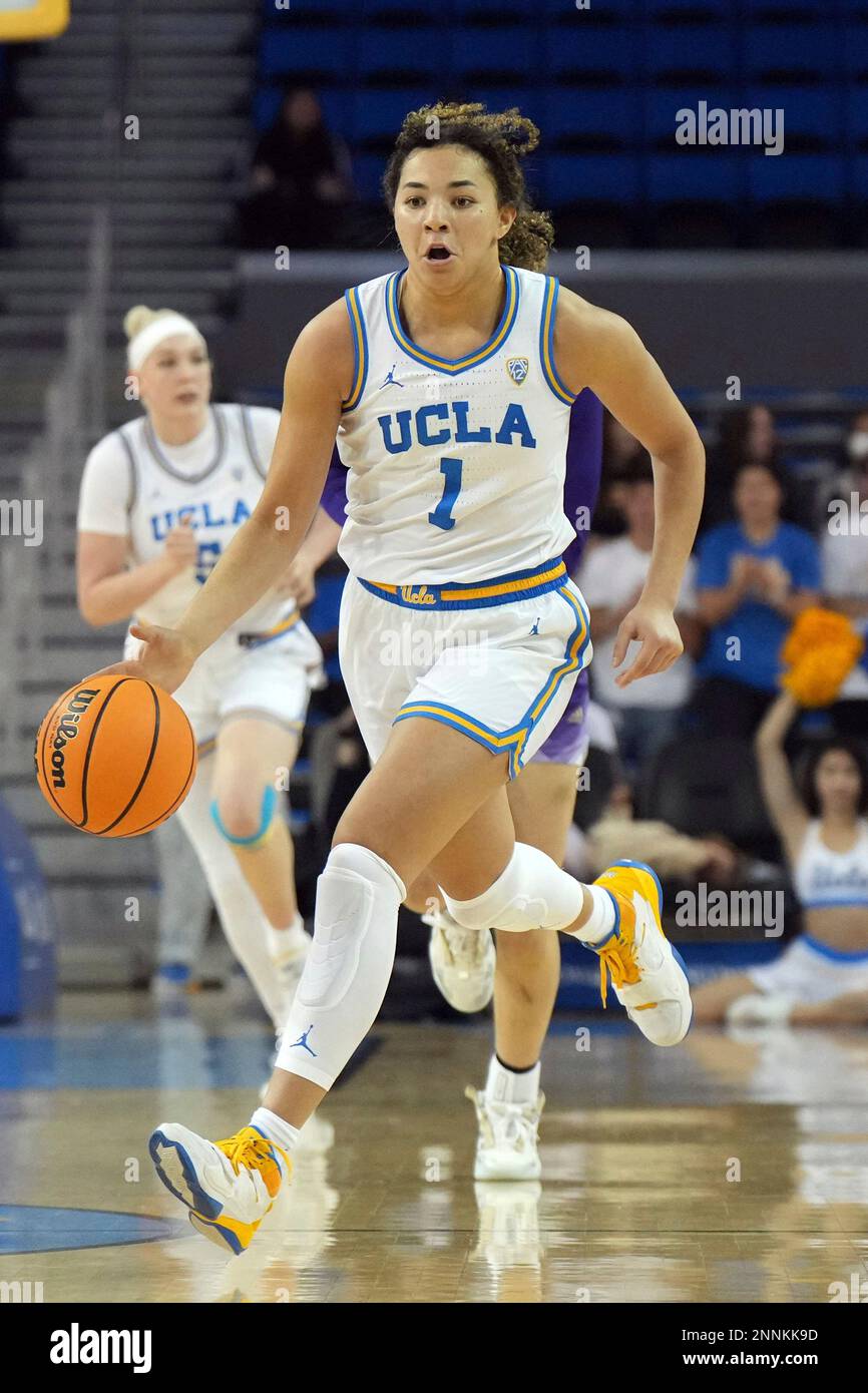 UCLA Bruins guard Kiki Rice (1) dribbles the ball against the ...