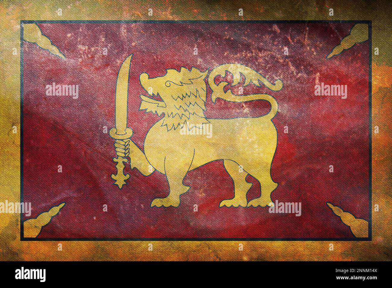 retro flag of Indo Aryan peoples Sinhalese people with grunge texture ...