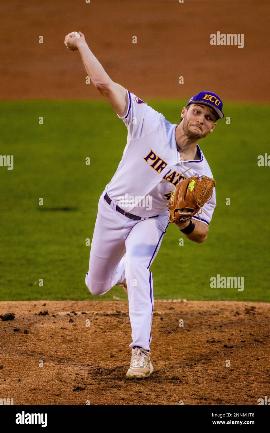 Greenville, NC, USA. 24th Feb, 2023. East Carolina Pirates pitcher Trey ...